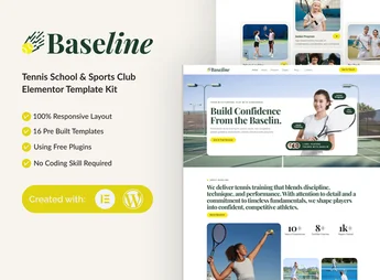 Baseline – Tennis School & Sports Club Elementor Template Kit – Ultrapack