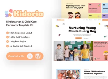 Kidoria – Kindergarten & Child Care Elementor Template Kit – Ultrapack