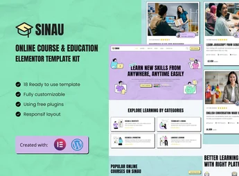 Sinau – Online Course & Education Elementor Template Kit – Ultrapack